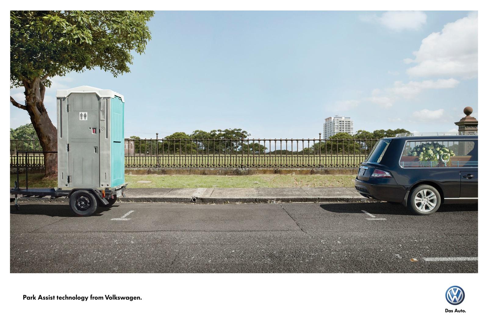 Volkswagen Print Advert By DDB: Park Assist Technology, Portaloo-Hearse ...