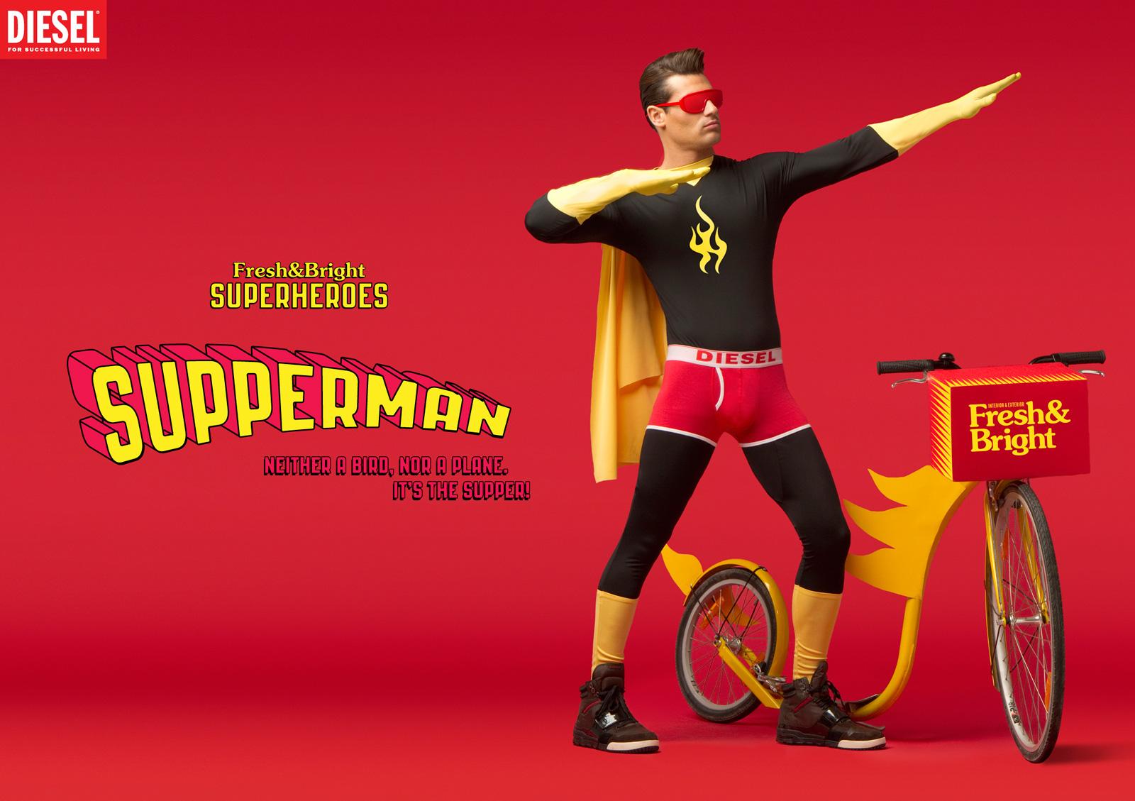 Diesel Print Advert By Doubleyou: Fresh & Bright Superheroes, Supperman ...
